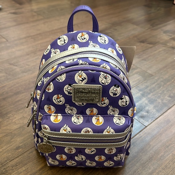 Disney | Bags | Mickey Mouse And Friends Loungefly Purple Mini Backpack ...